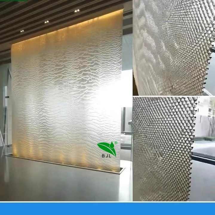 Steel Wire Mesh Waterfall Wall - LED Lighted Decor