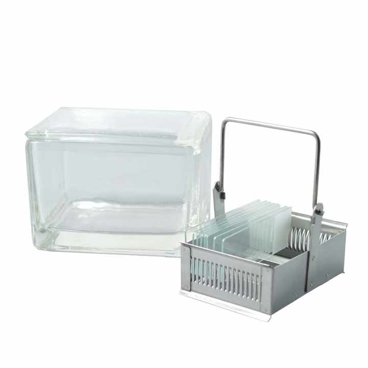 20 Pcs Glass Slide Staining Jar with Rack and Cover