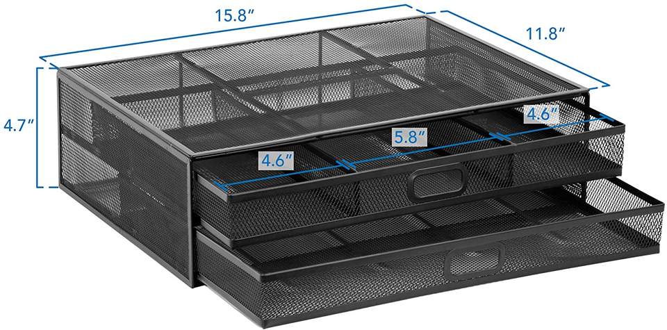 Computer Monitor Stands with Drawers Metal Mesh Desktop Monitor Riser ...