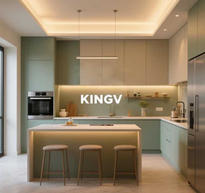 KINGV L-shaped Pure Color Series Gray Kitchen| Alibaba.com