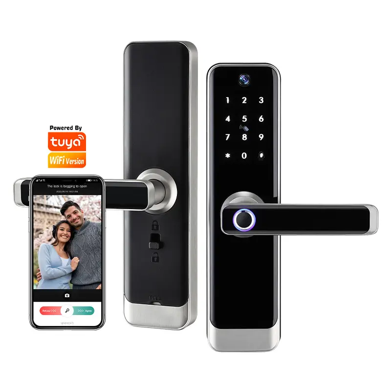 Smart Door Lock with Fingerprint, Camera, and 2-Way Audio