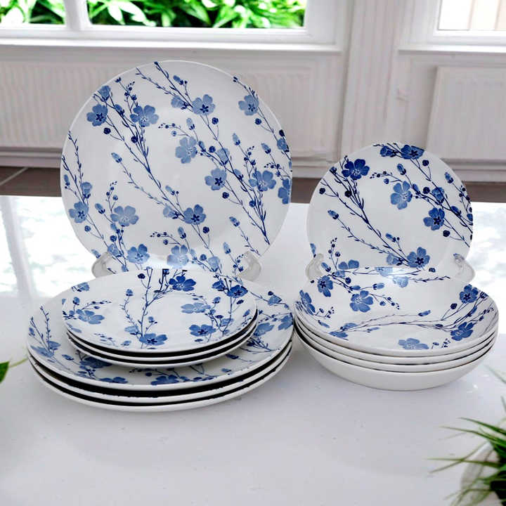 Luxury 18pcs Blue Flower Dinnerware Dinner Plate Set Dinnerware ...