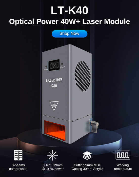 LASER TREE K40 High Optical Power 450nm Blue Laser Module 40W with ...