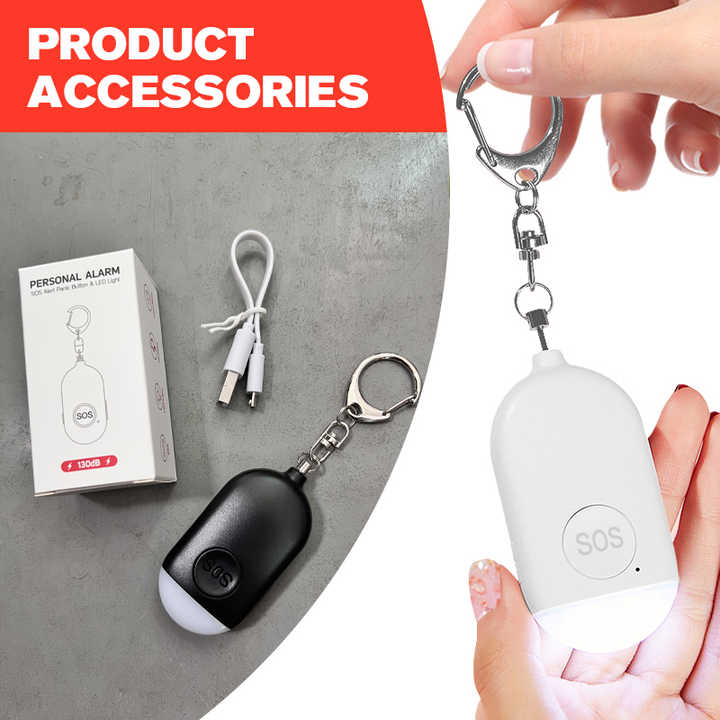 Rechargeable 130db Personal Safety Alarm Keychain for Women