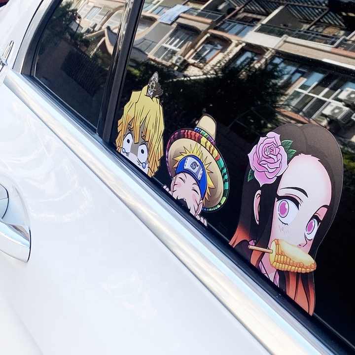 Waterproof Custom Sample Design Window Family Cartoon Peeker Anime Car ...