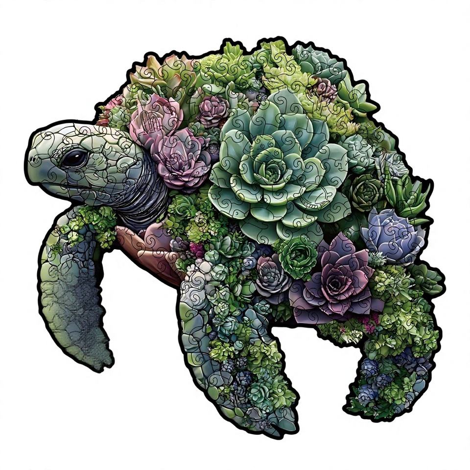 Wacocetoy Cross-border Fleshy Turtle Wooden Alien Puzzle Handmade Small ...
