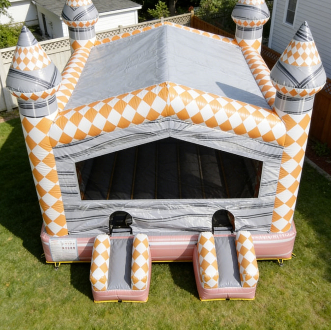 Commercial Orange Inflatable Bouncy Castle Jumping Bouncer Children ...