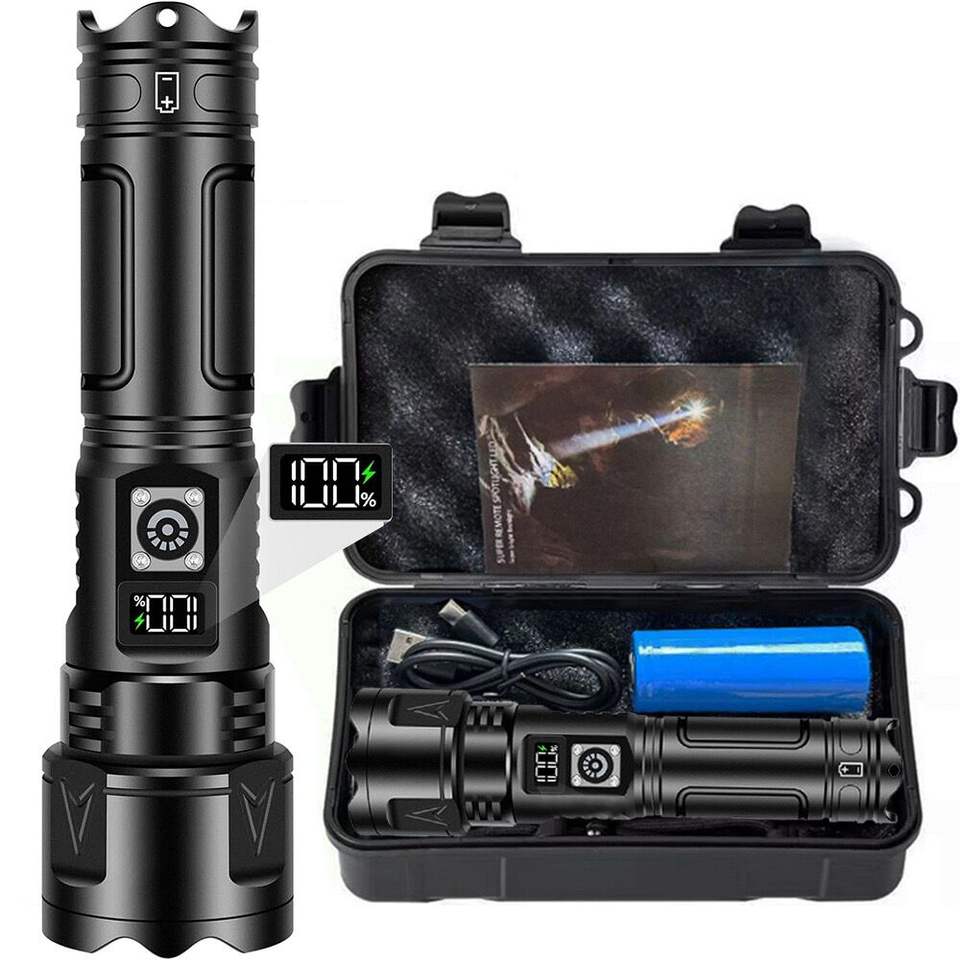Powerful 20W Long-Distance Rechargeable LED Flashlight Torch - 500m ...