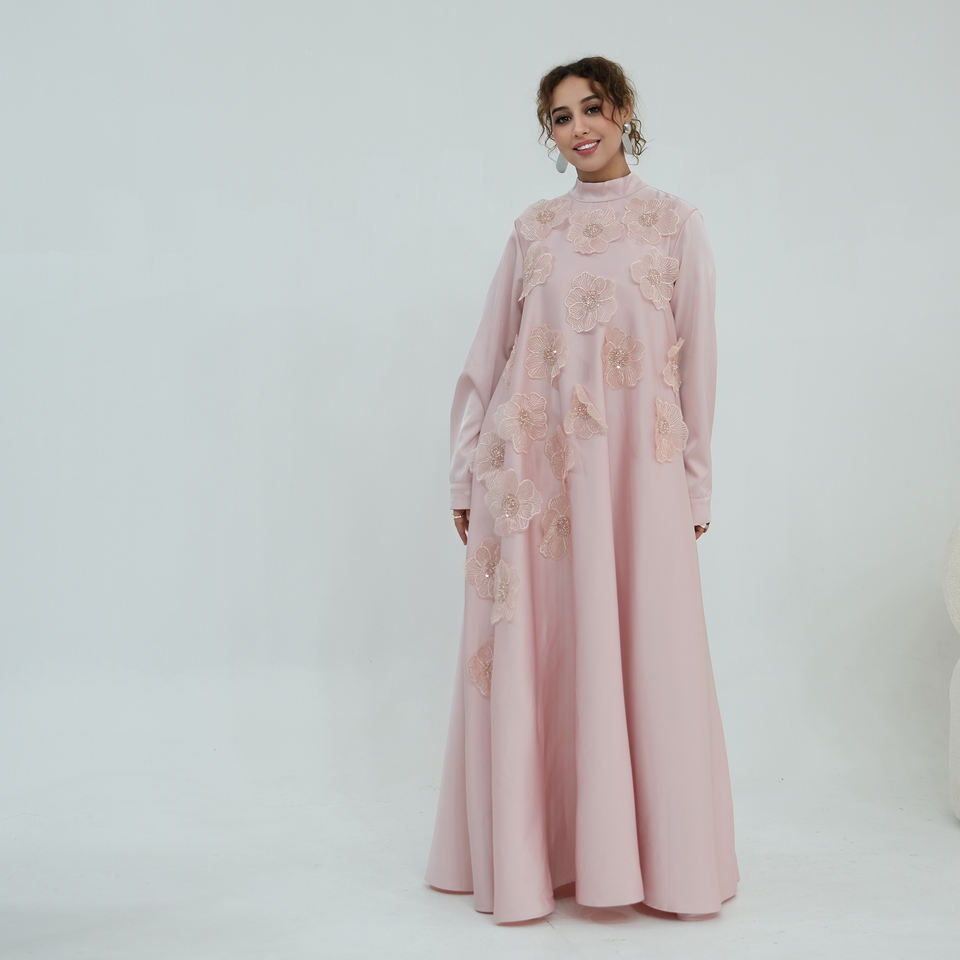 2026 Dubai Luxury Abaya 3D Flower Appliques Rhinestone Decor Modest ...
