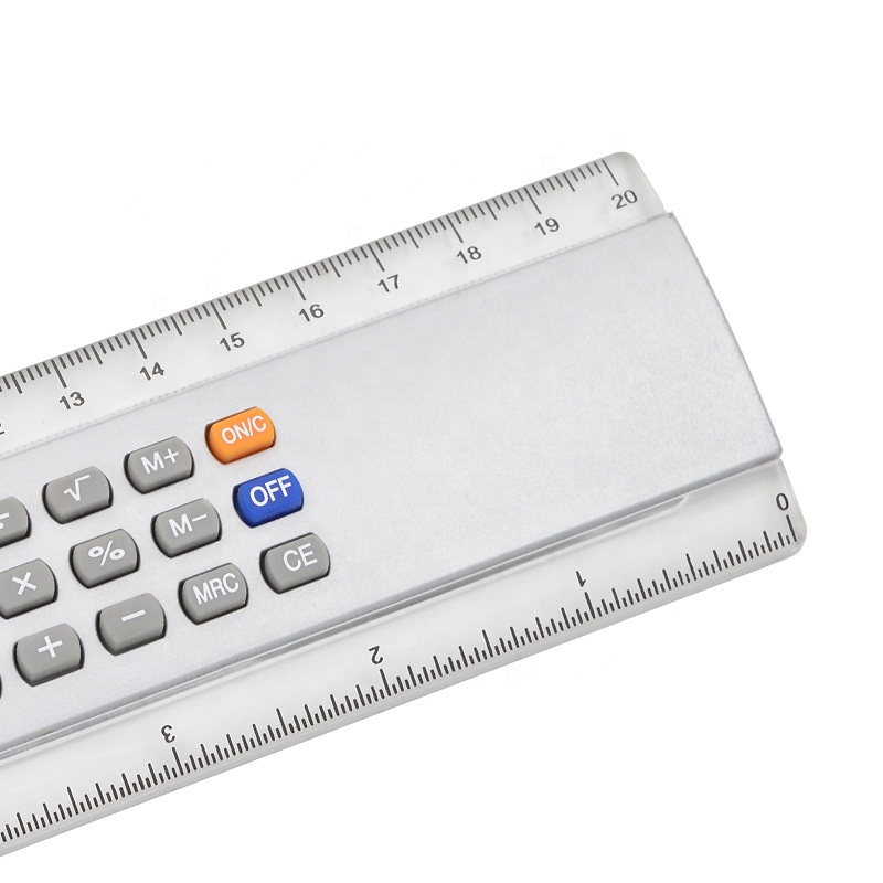 Lightweight Silver Ruler Solar Powered Calculator Ruler 8" Long Great ...