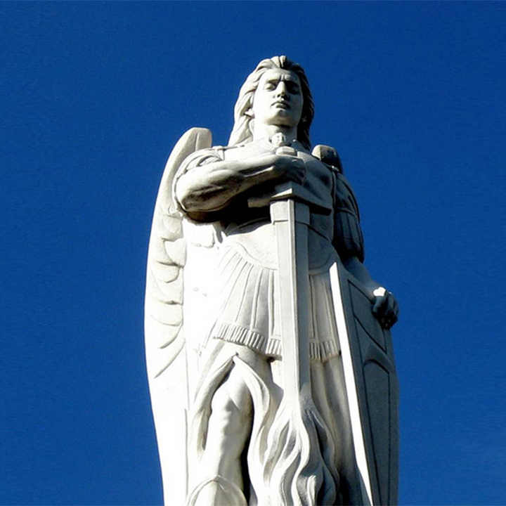 Outdoor Decoration Marble Stone Sculpture Saint Archangel Michael Statue