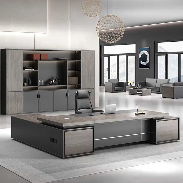 Modern Boss executive office desk computer table with long side cabinet ...