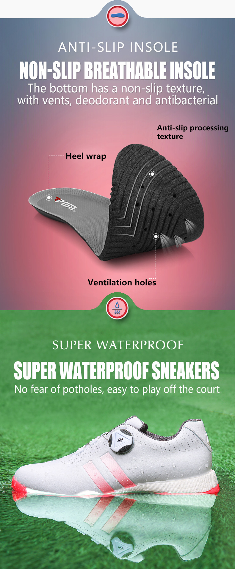 PGM XZ171 Microfiber golf shoes spikes waterproof golf shoes for women-企业官网