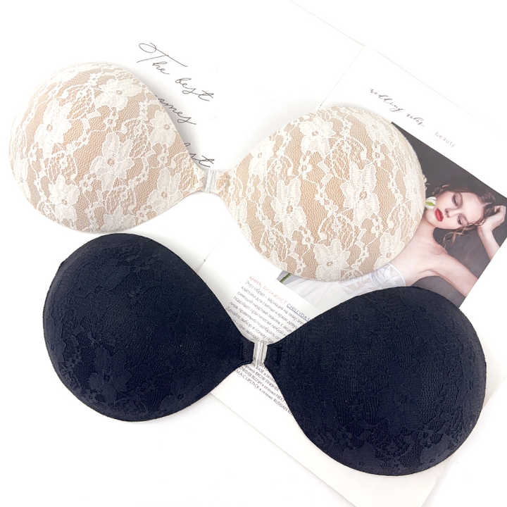 Push up Sticky Lace Bra for Women Invisible Bra Strapless Backless ...