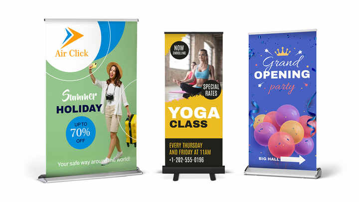 Portable Roll Up Banner Stand 80x200cm for Outdoor Advertising ...