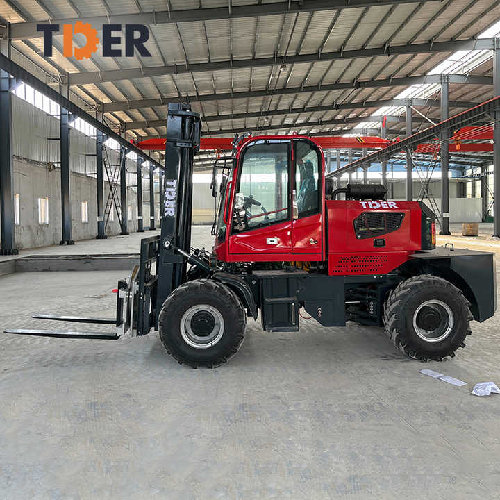 TDER Rear Wheel Steering Off Road Diesel Forklift 4WD 3 Ton Portable Rough Terrain Forklifts ...