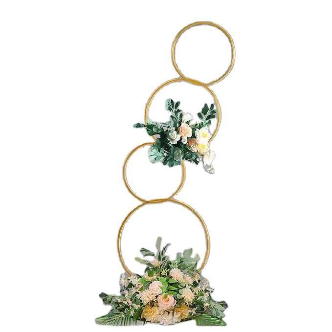YALLOVE 5Ft Wedding Round Hoop Backdrop Stand, Detachable 4 Tier Gold ...