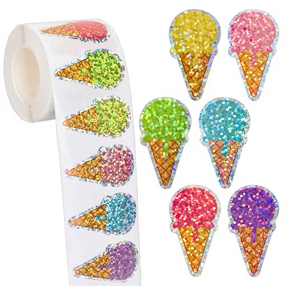 Eco-Friendly Waterproof Ice Cream Stickers Strong Adhesive PET Self ...