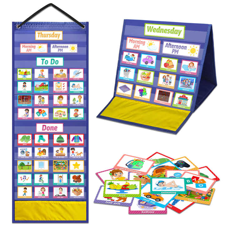 Visual Schedule Kids Chore Chart - Morning & Bedtime Routine