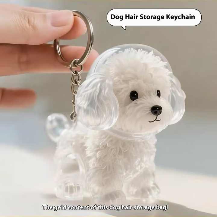 Cute Puppy Transparent Hair Storage Box Animal Fur Ball Capsule Pendant ...