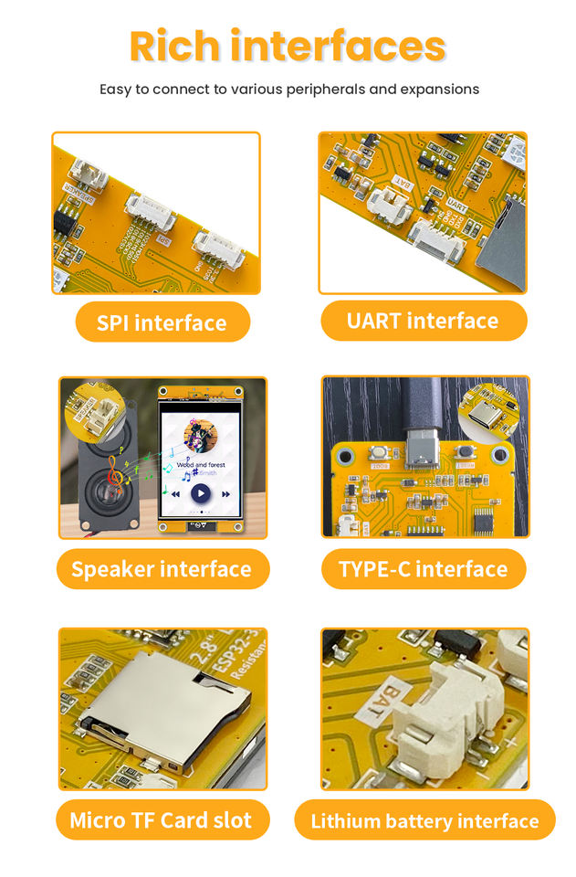 ESP32-32E SPI TFT Display Boards for Arduino - 2.8 to 3.5 Inches