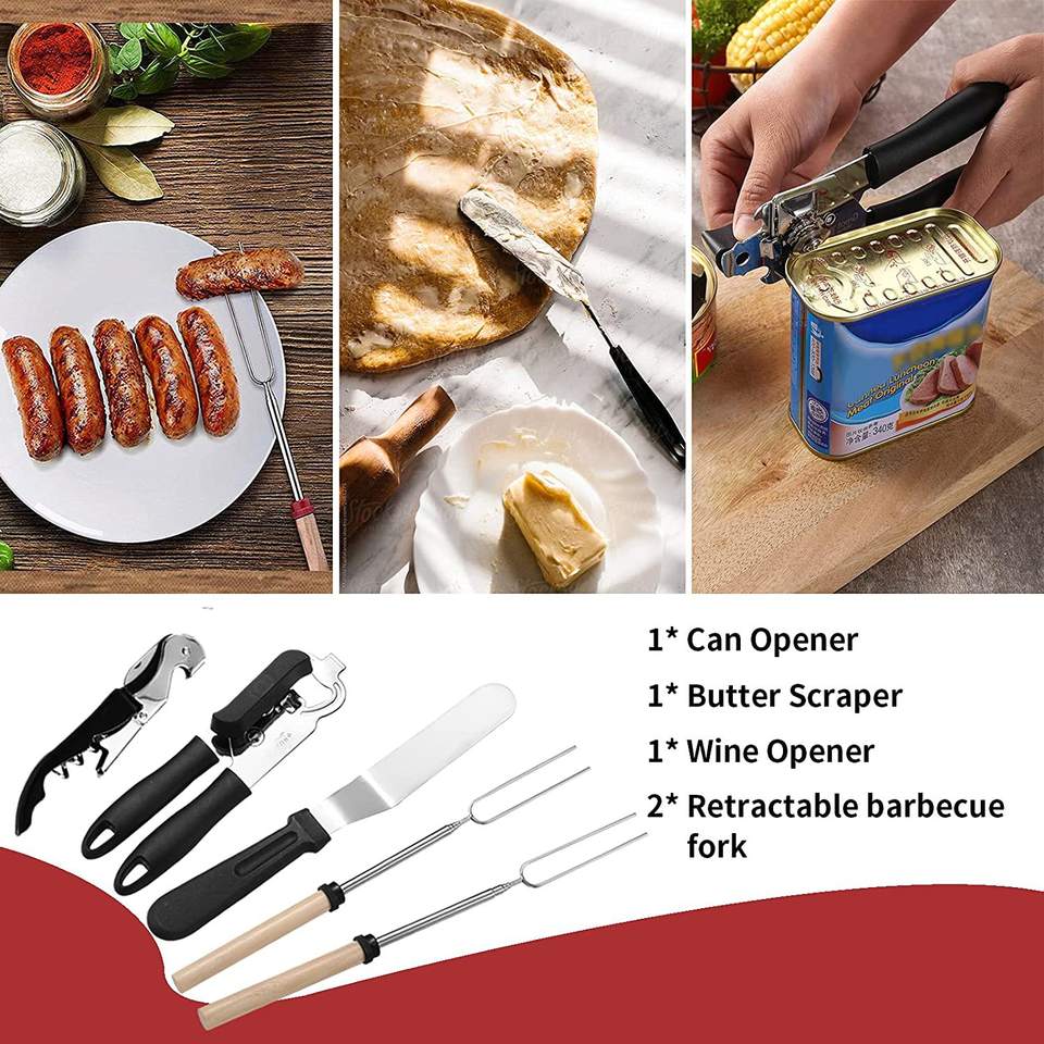 Outdoor Camping Cooking Utensils Set Portable Camping Cookware Storage ...