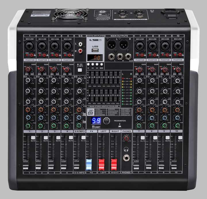 Ptx Professional Stereo Power Amplifier & Mixer Console 6-16 Channels