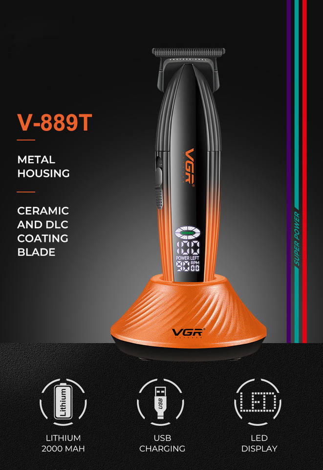 VGR V-889T Ceramic Blade Hair Clippers - Professional Trimmers