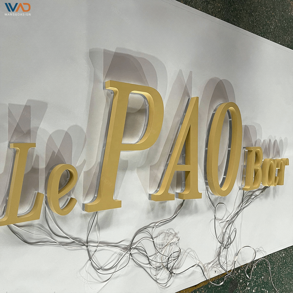 Custom Storefront Gold Sign 3D LED Backlit Channel Letters Waterproof ...