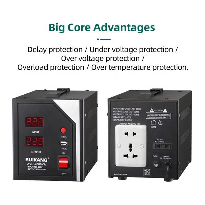 2000VA AC Single Phase Automatic Voltage Regulator 100-260V Input 220V ...