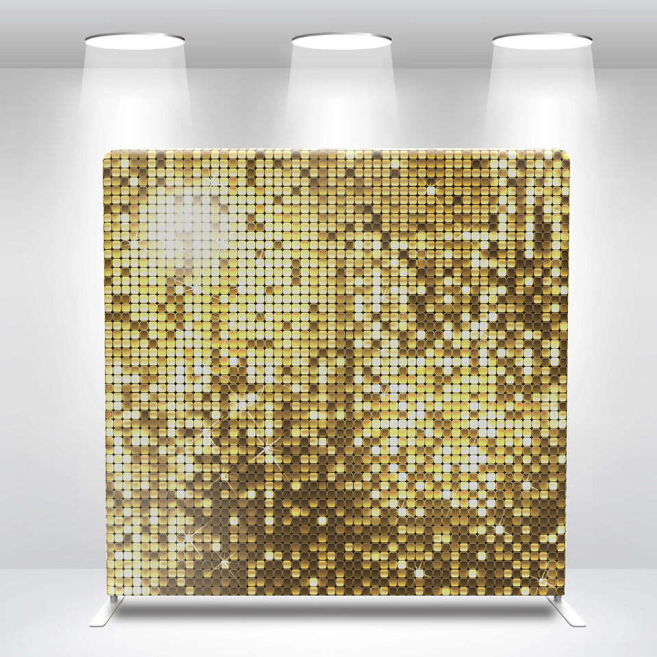 Square 8FT Baby Shower Birthday Wedding Gold Sequins Tension Photobooth ...