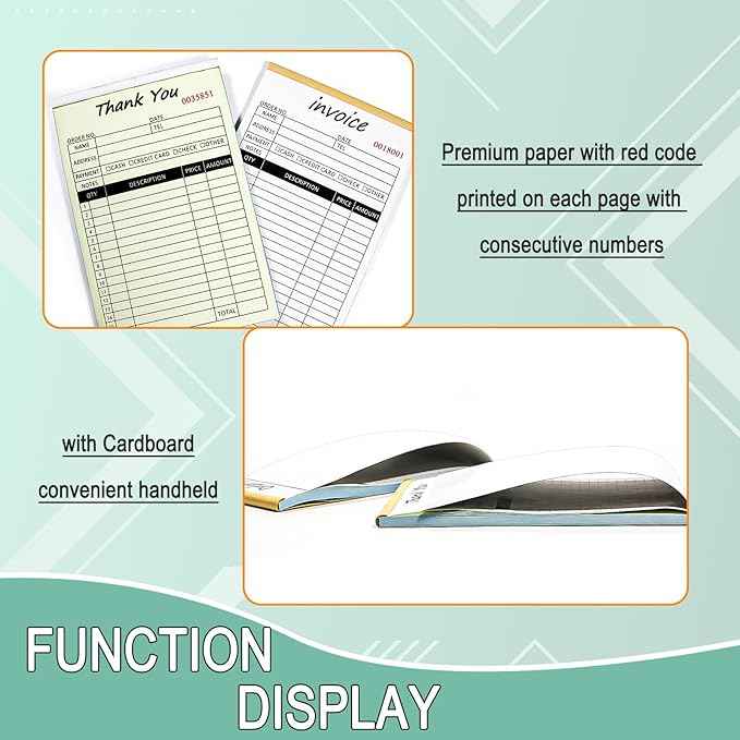 2 Pack Invoice Receipt Book with Carbon Copies 8.3x5.5 Inches 2-Part ...