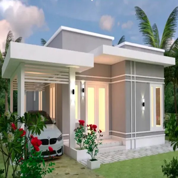 Modern Design 100m2 Prefab House with 2 Bedrooms & Kitchen
