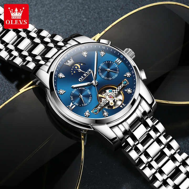 OLEVS 6678 Oem Custom Tourbillon logo Luxury Moon Phase Multi ...