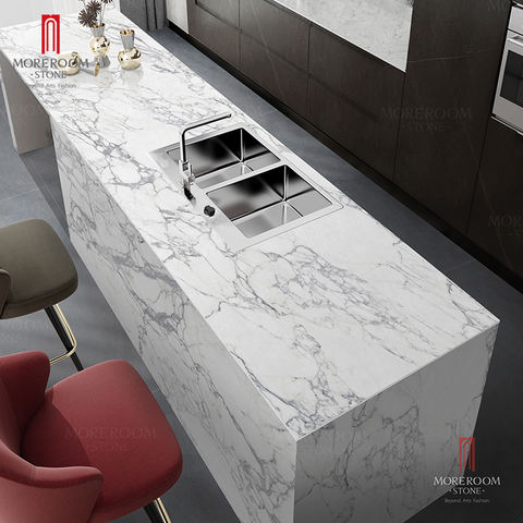 Modern Panda White Marble Sintered Stone Bathroom Cabinet