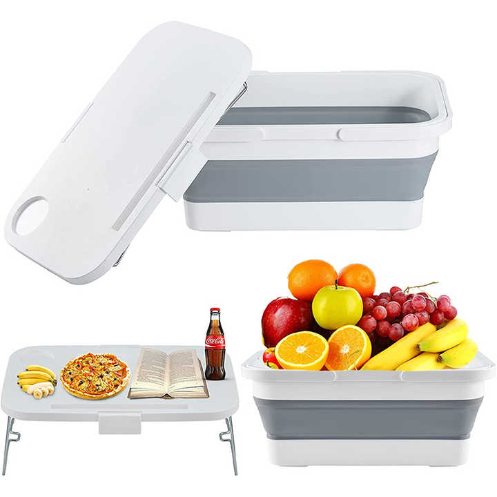 Foldable Picnic Basket With Lid Table Portable Folding Collapsible ...