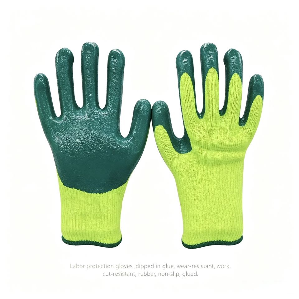 Thickened Latex Wrinkled Labor Protection Gloves Rubber-Coated Wear ...