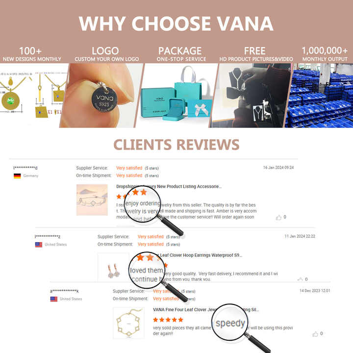 VANA Four-Leaf Clover Jewelry - 925 Sterling Silver Charm Bracelets