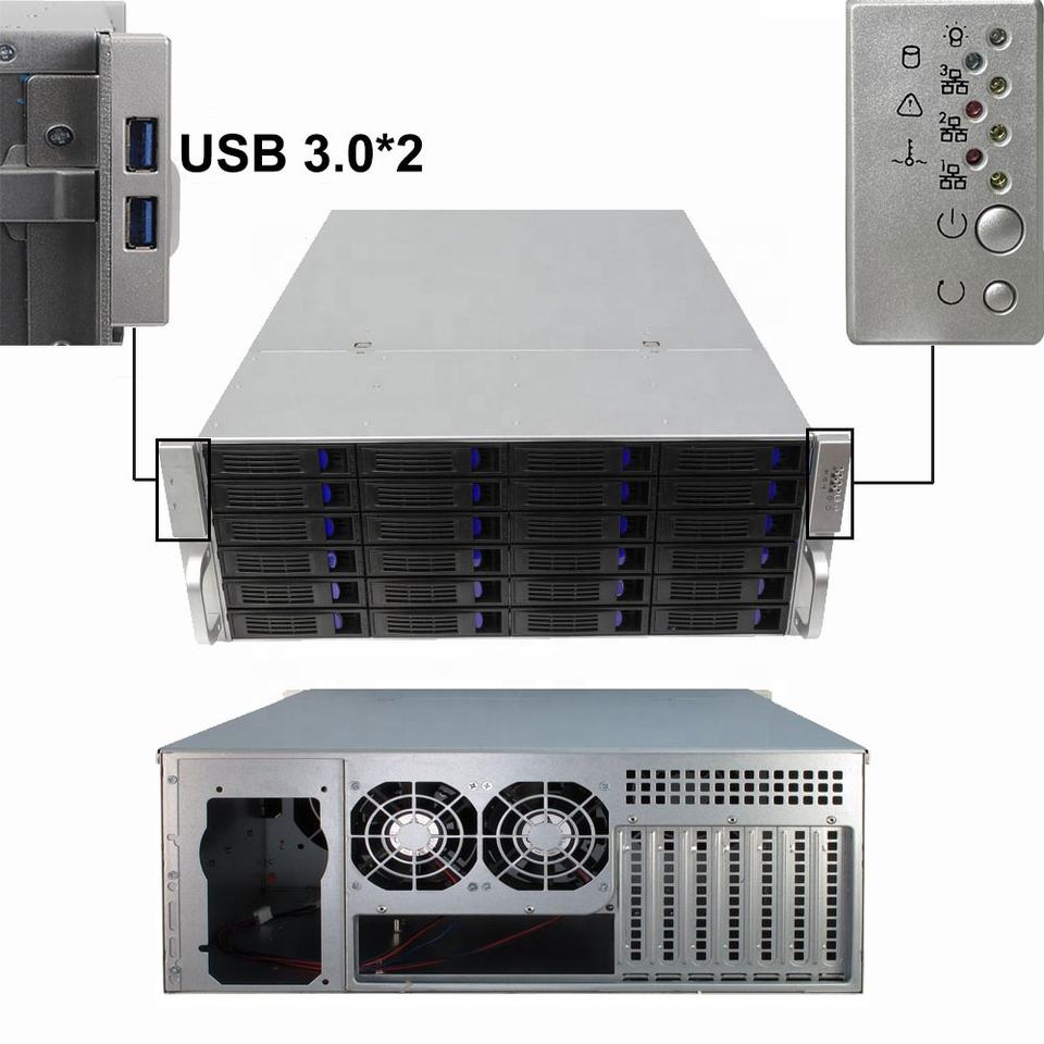 4U Rackmount Server Case with 24 Hot-Swappable Drive Bays, MiniSAS/SATA ...