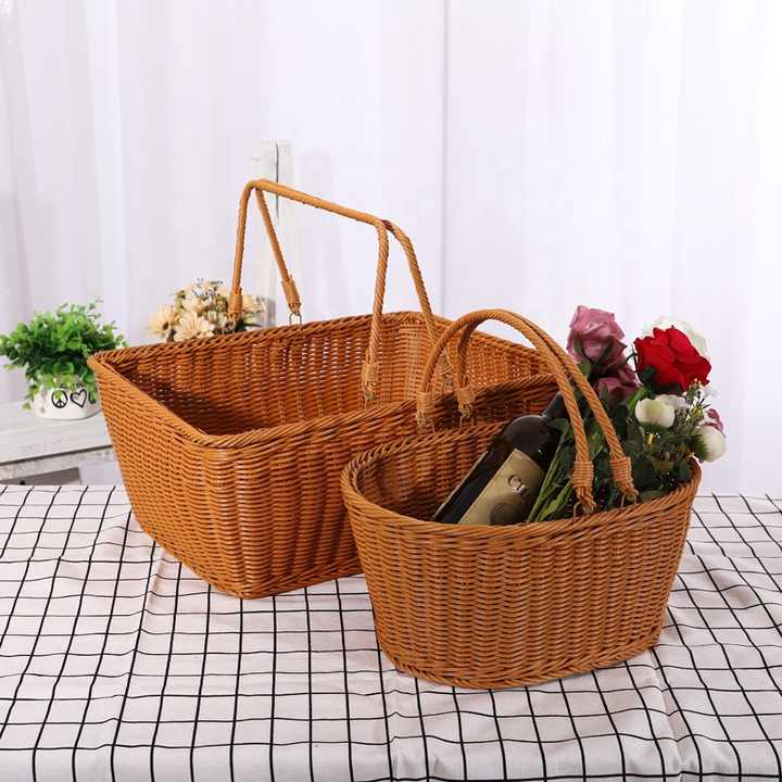 Small Hand Woven PP Rattan Eco-Friendly Multifunction Bread Basket ...