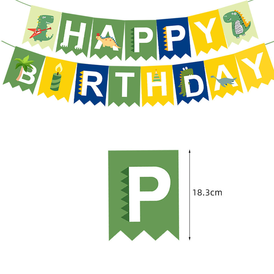 New Green Luxury Eco-Friendly Dinosaur Cartoon Pattern Birthday Party ...