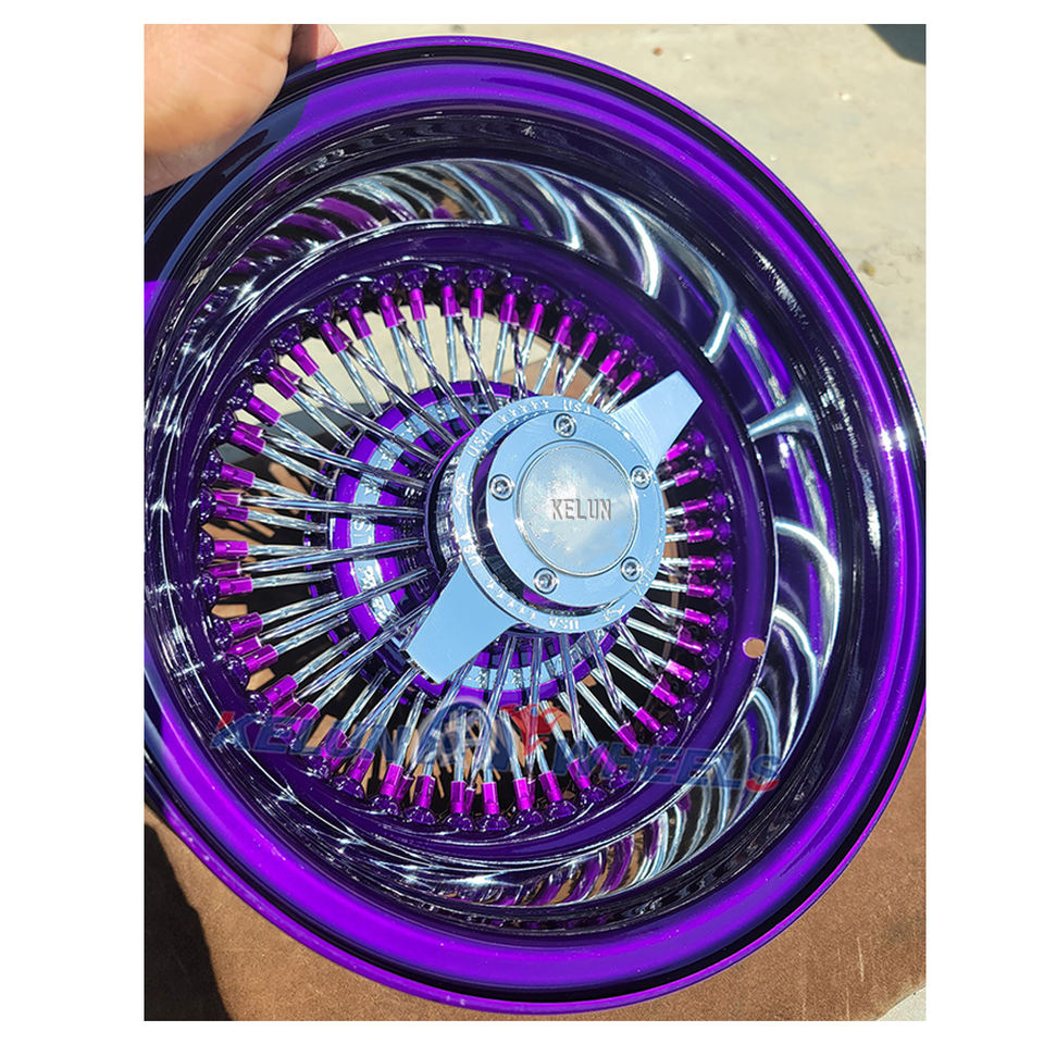 Red, Blue and Black Colored Spoke Wheels 13x7 Custom Colors Gold Wire ...