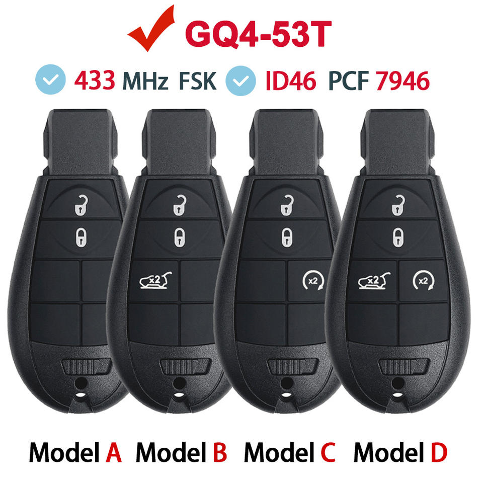 Fobik Remote Car Key Fob 433mhz PCF7961M 4A Chip for Jeep Cherokee