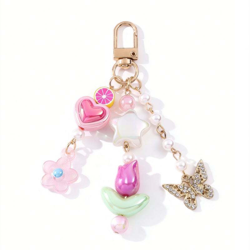 Sweet Pink Heart Tulip Flower Star Lemon Slice Butterfly Pearl Acrylic ...