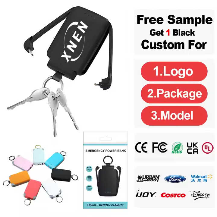 Custom Logo Portable Charger 2000mah 4000mah Mini PowerBank With Cable ...