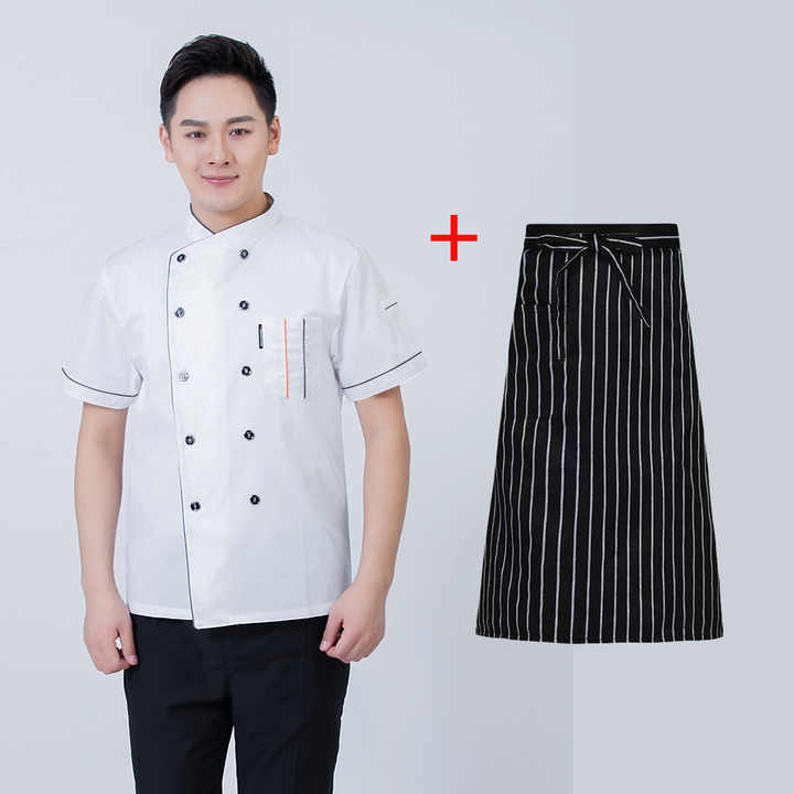 Short Sleeve Chef Uniform Set Moisture-Wicking for Hotels Restaurants ...