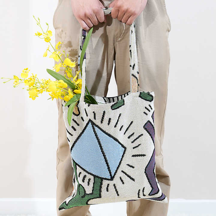 Custom Animation Jacquard Woven Canvas Tote Bag Reusable Home Textile ...