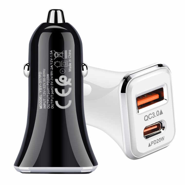 38W phone car Adapter PD20W usb c car charger 12-24V car mobile charger QC3.0 38W PD Type C ...
