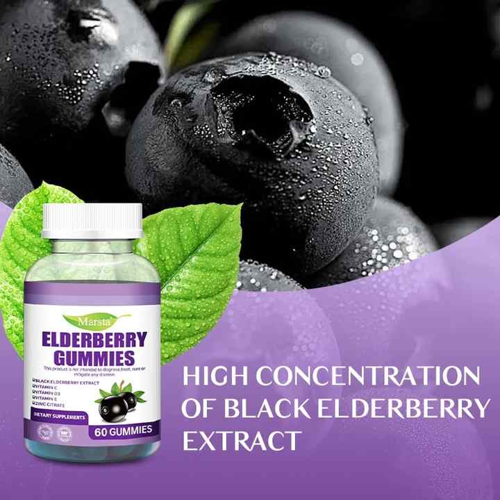 Elderberry Gummies with Vitamin C & Zinc Fruity Flavored Healthy Candy ...