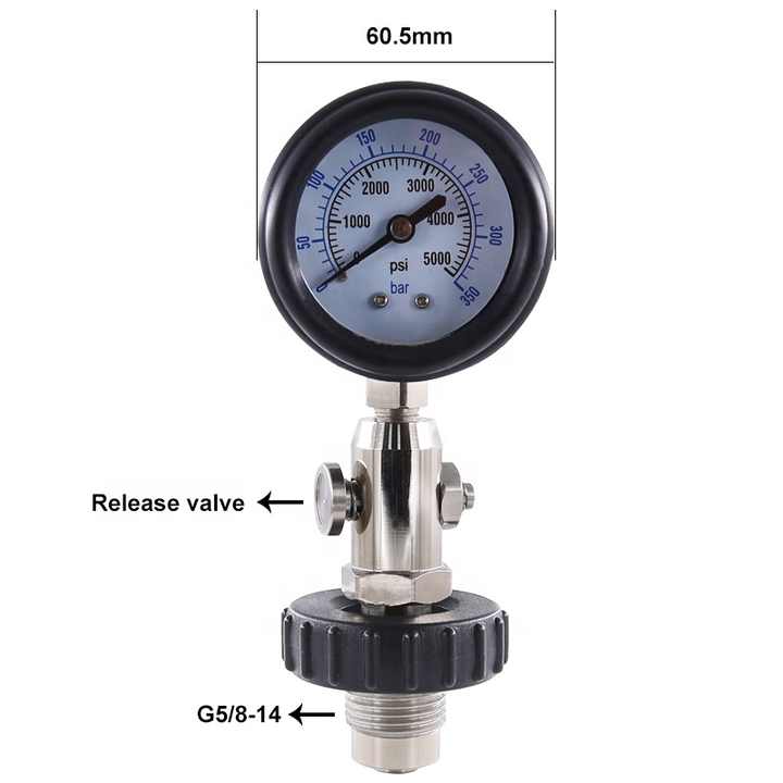 DIN Scba Dive Cylinder Tank High Pressure Checker Gauge